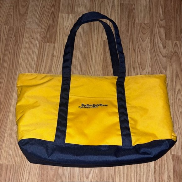 Bags | Rare The New York Times Tote Bag Yellow Shoulder Bag | Poshmark